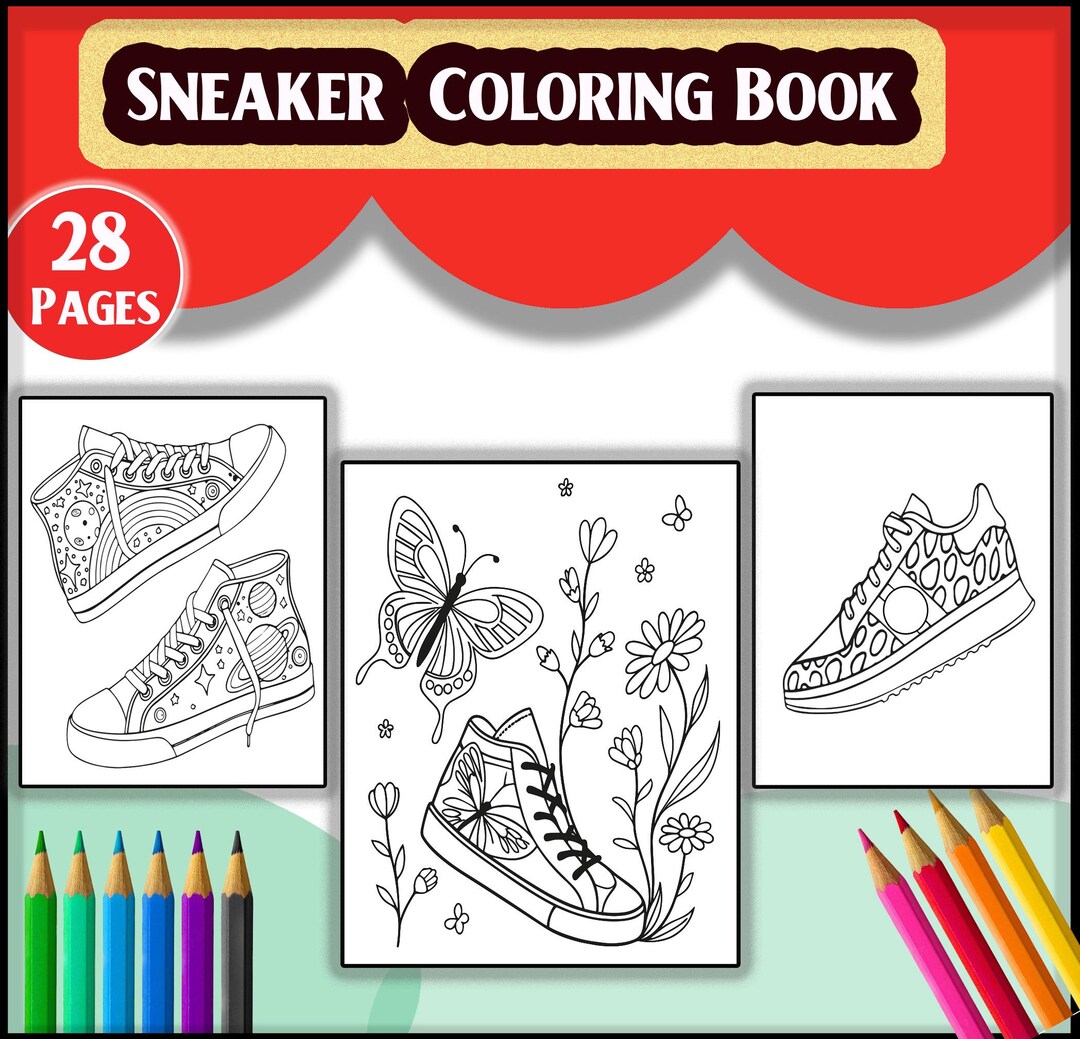 28-page Sneaker Coloring Book - Sneaker Designs for Kids & Adults - Etsy