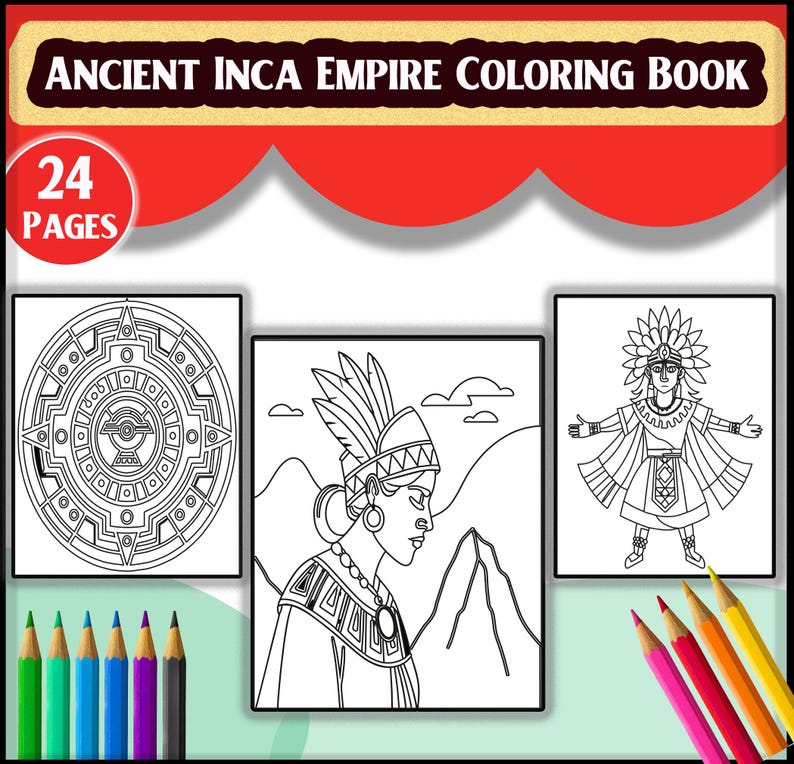 Ancient Inca Empire Coloring Book - Digital Download - 24 Pages Bold - Etsy