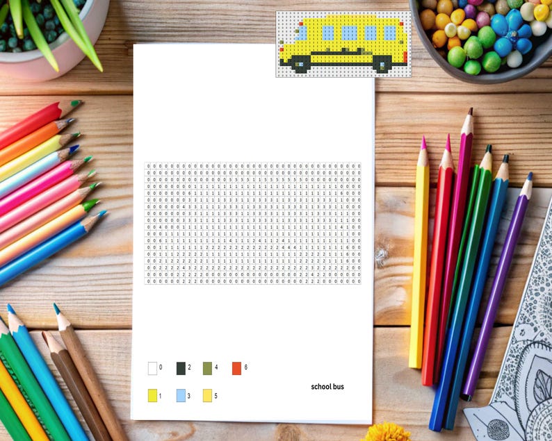 Back to School Pixel Art Color by Numbers: Printable Coloring Pages for ...