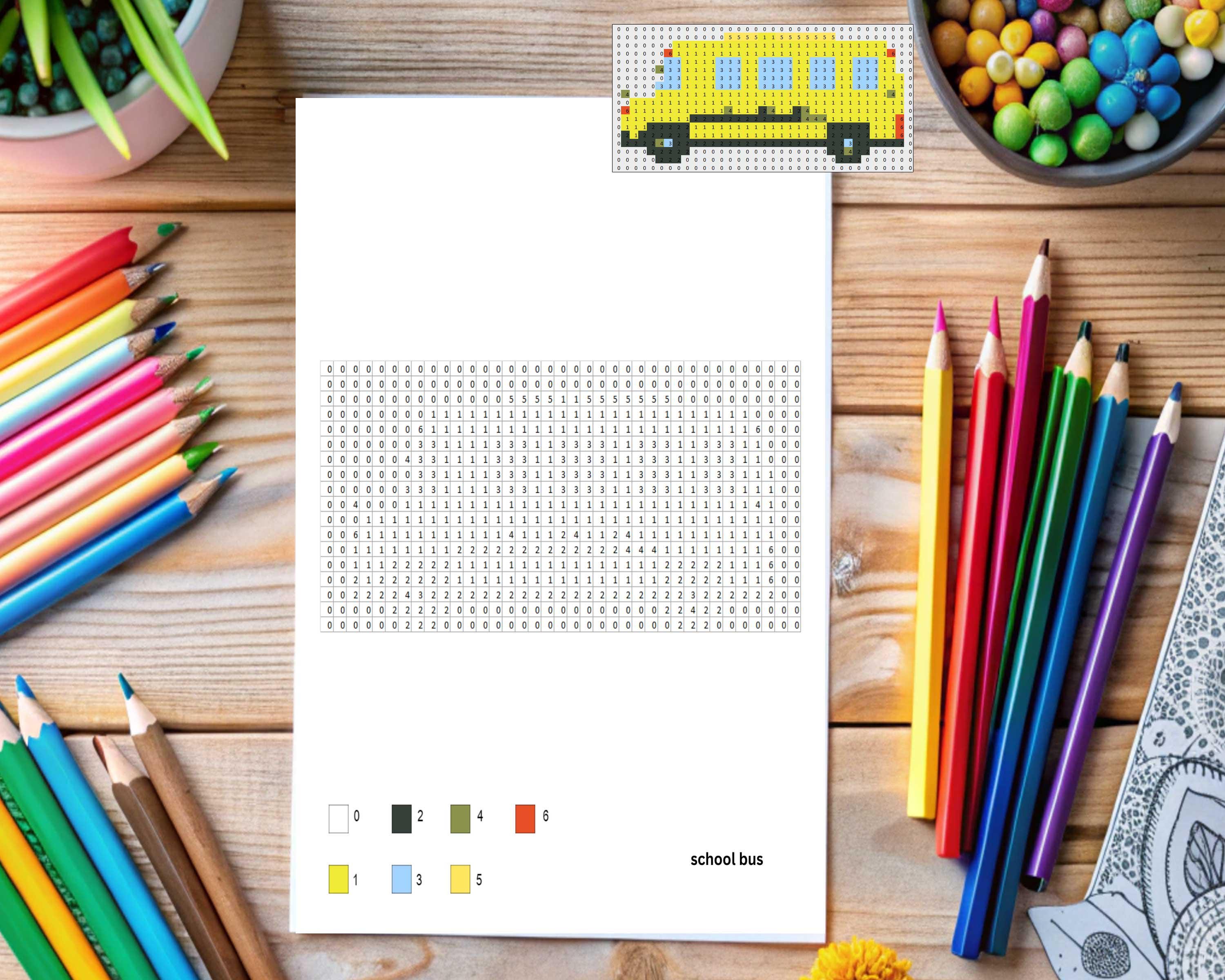 Back to School Pixel Art Color by Numbers: Printable Coloring Pages for ...