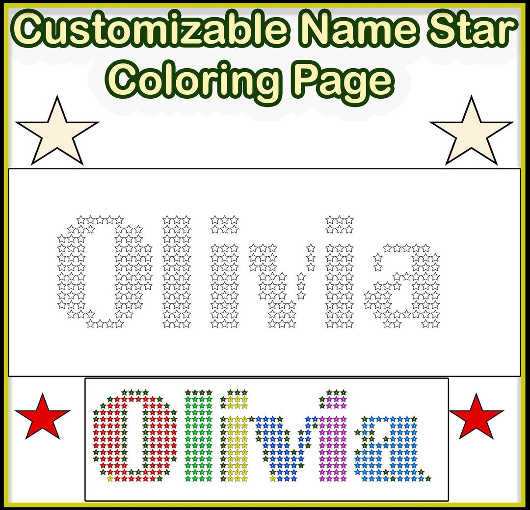 Customizable Name Star Coloring Page | Personalized Name Art | Star ...