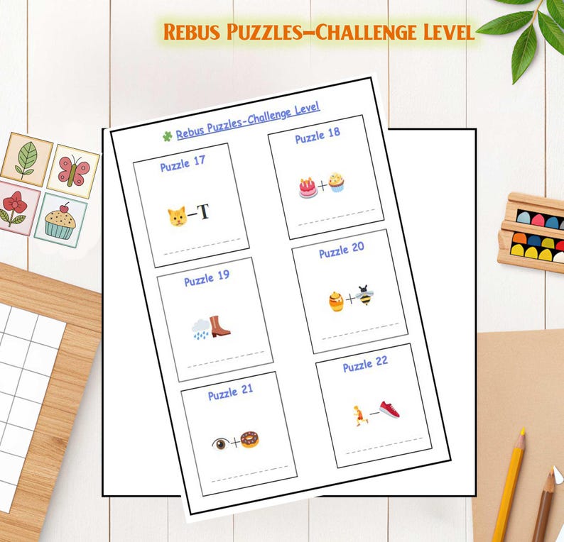 34 Kids Rebus Puzzles | Easy + Challenge Levels | Picture Word Riddles ...