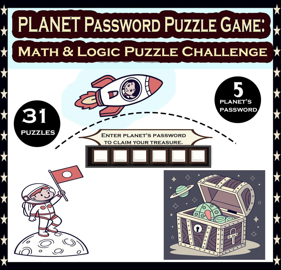 PLANET Password Puzzle Game:math & Logic Puzzle Challenge - Etsy