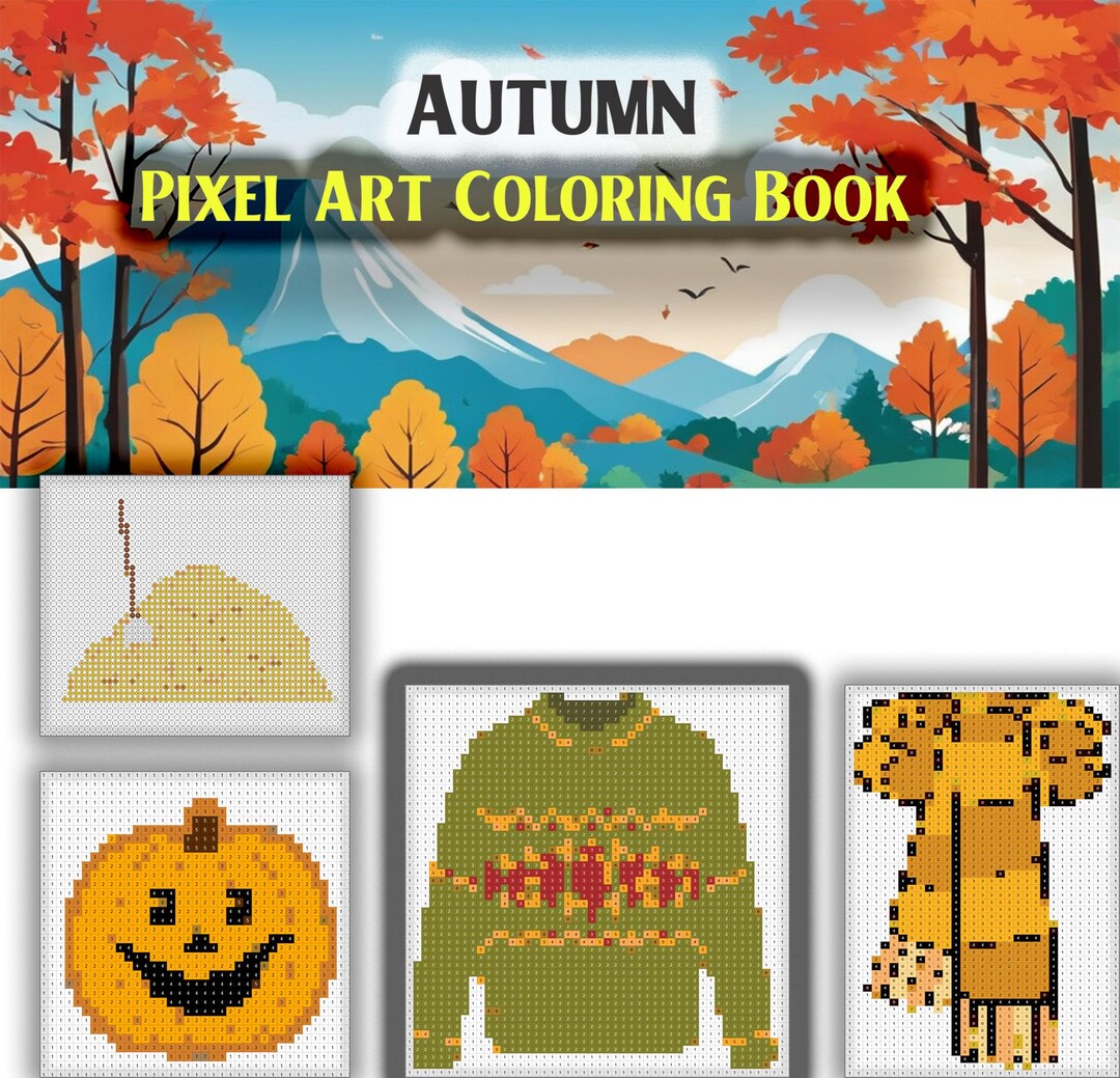 Autumn Pixel Art Coloring Book - Printable PDF - Color by Number - Fall ...