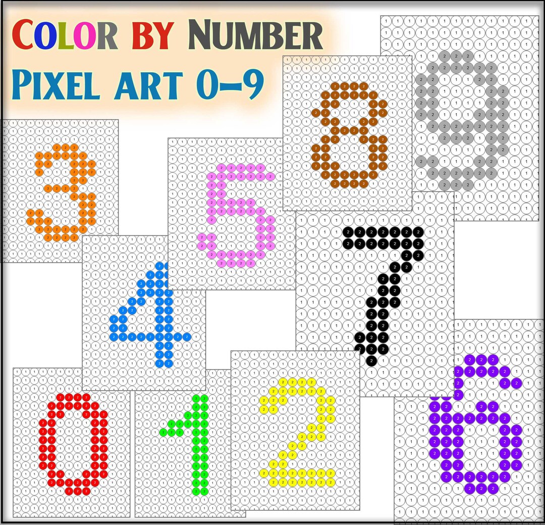 Color by Number-coloring Pages Numbers 0-9 - Etsy