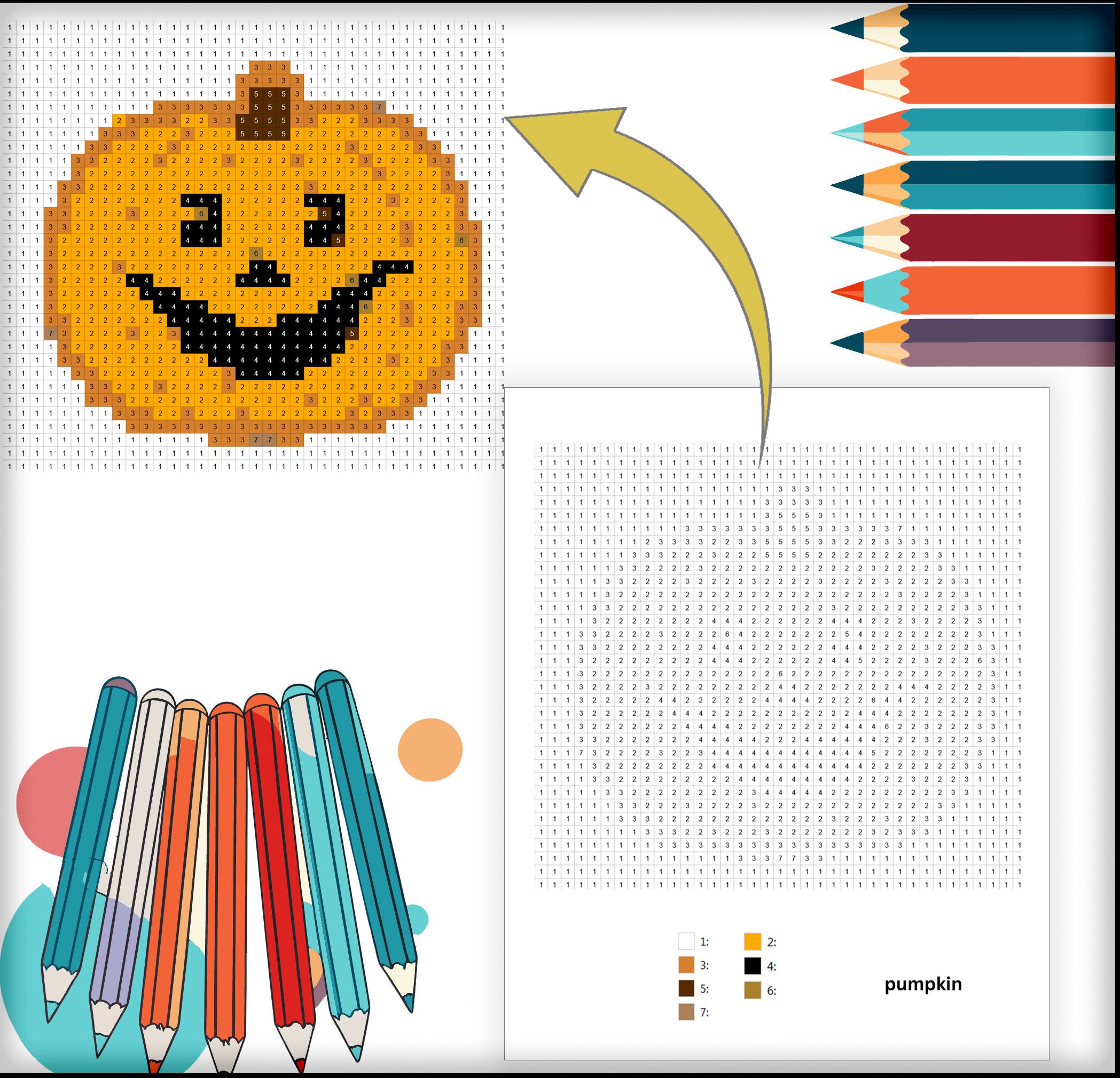 Autumn Pixel Art Coloring Book Printable PDF Color by Number Fall Theme ...
