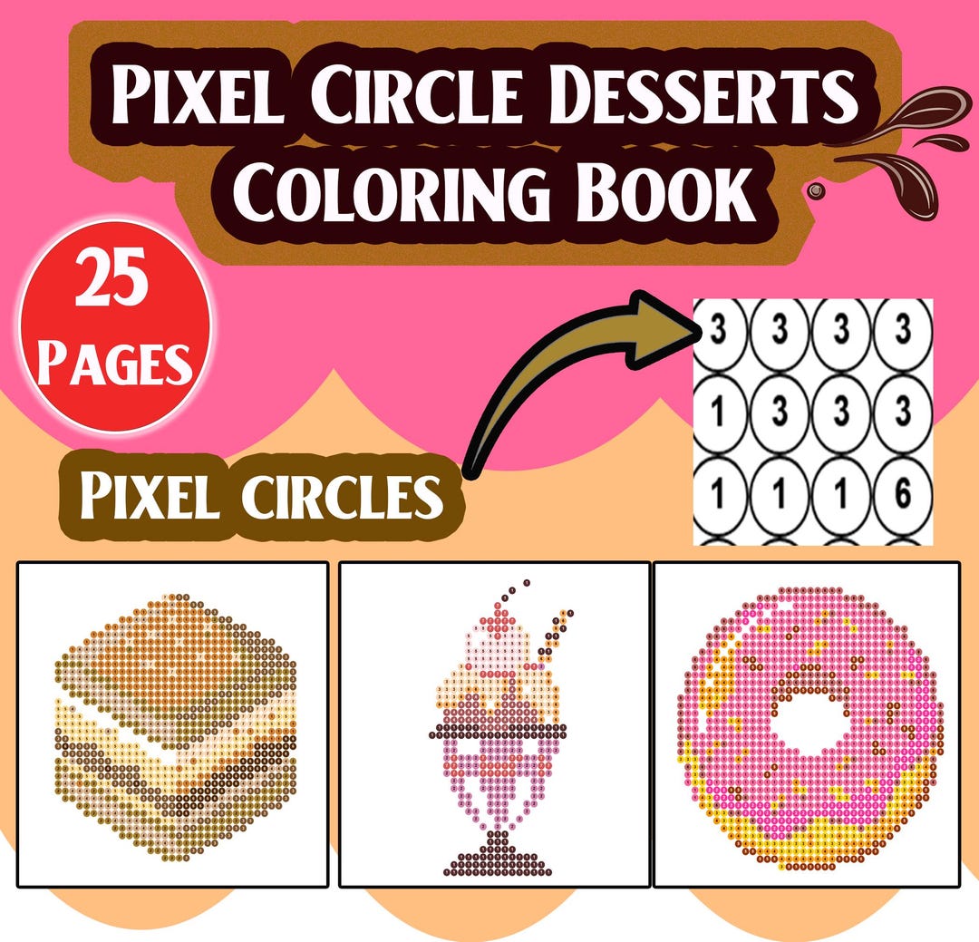 Color by Numbers Circle Desserts Coloring Book | 25 Geometric Cake ...