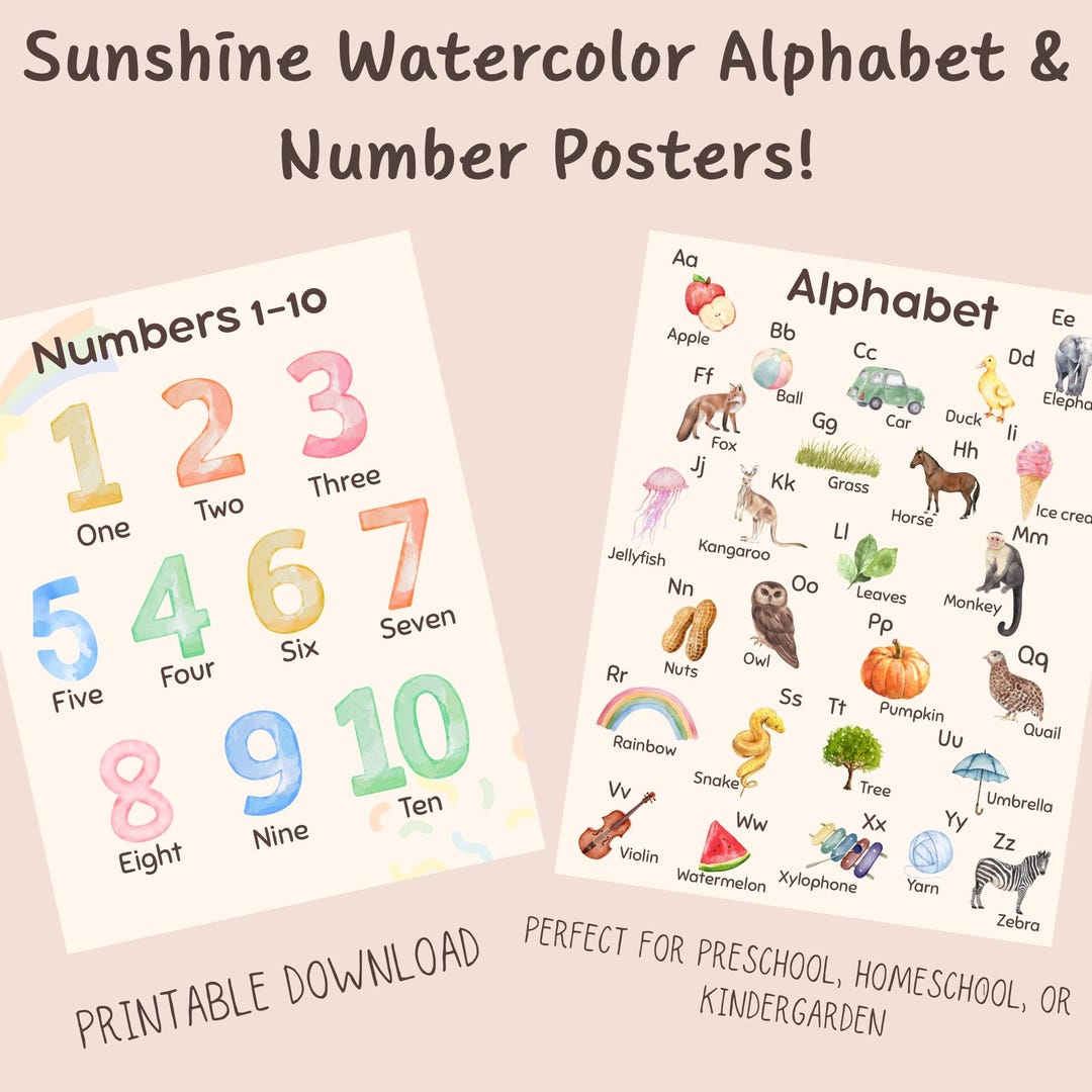 Sunshine Alphabet & Numbers Poster Set, Preschool Classroom Decor ...
