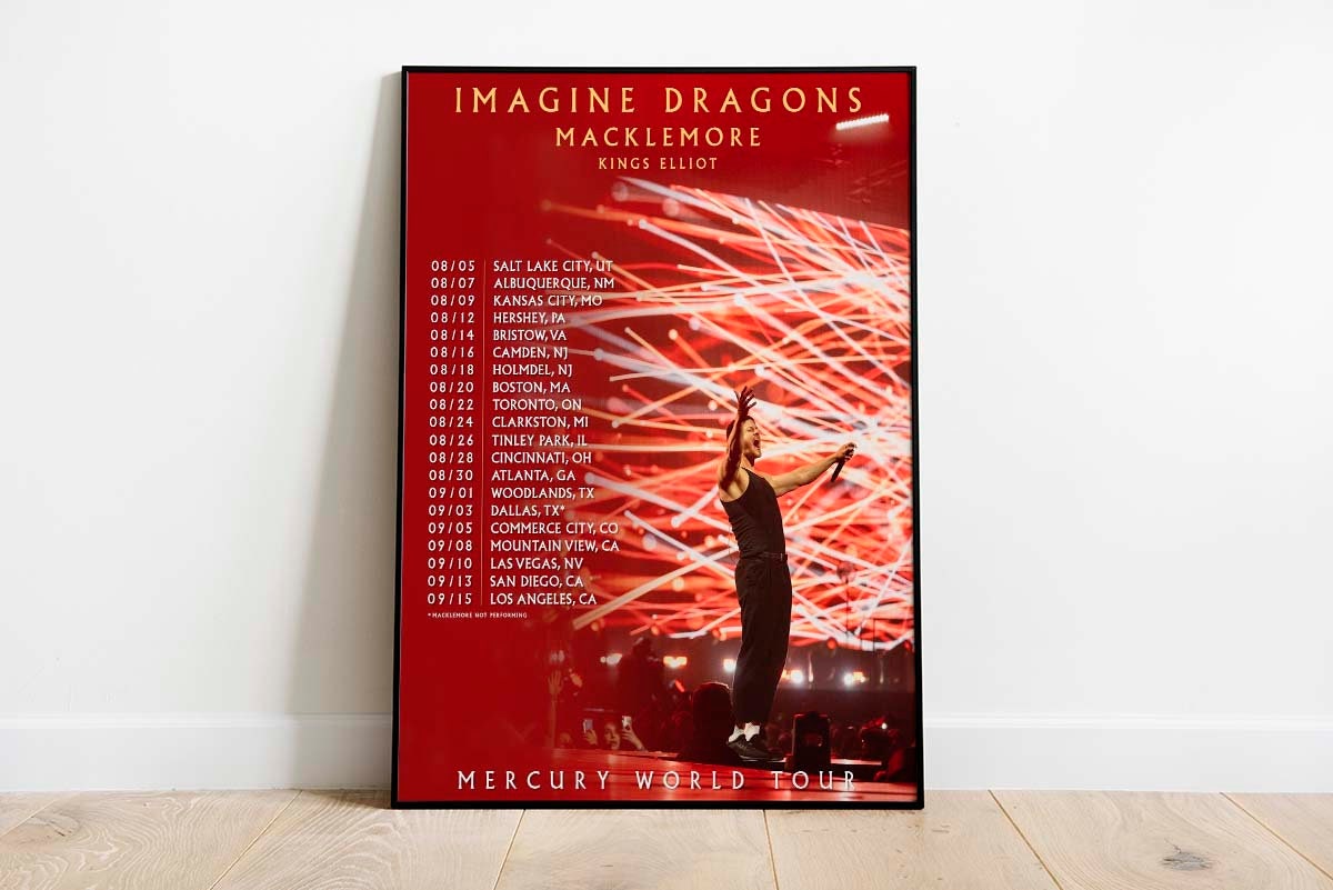 Imagine Dragons Macklemore Mercury World Tour Poster, Fan Gifts