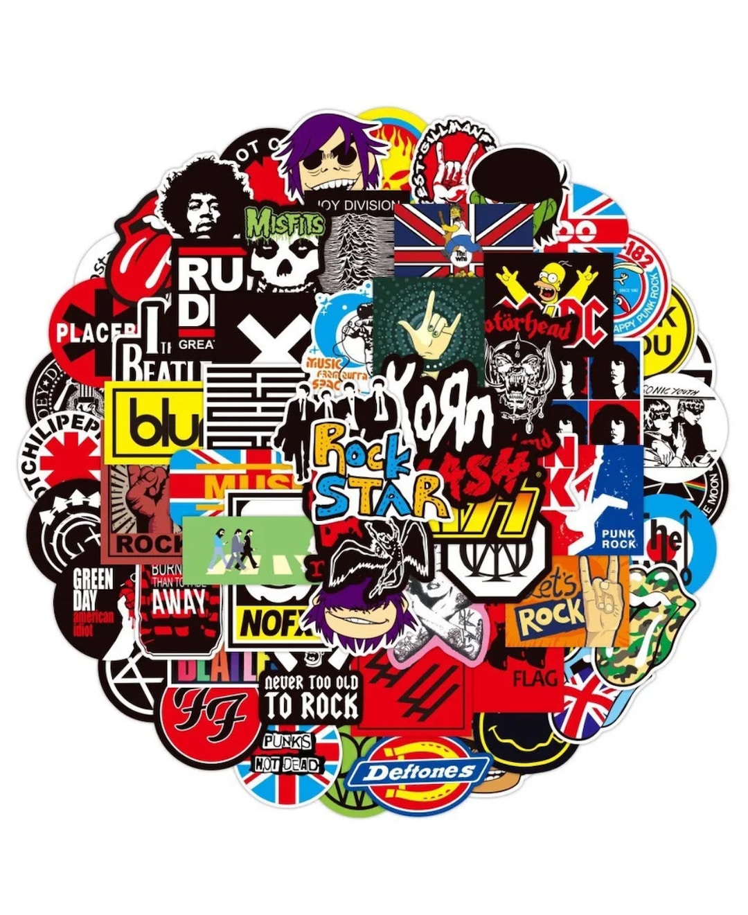 100 Rock Stickers Lot Heavy Metal Punk Band Music Guitar Car Decals ...