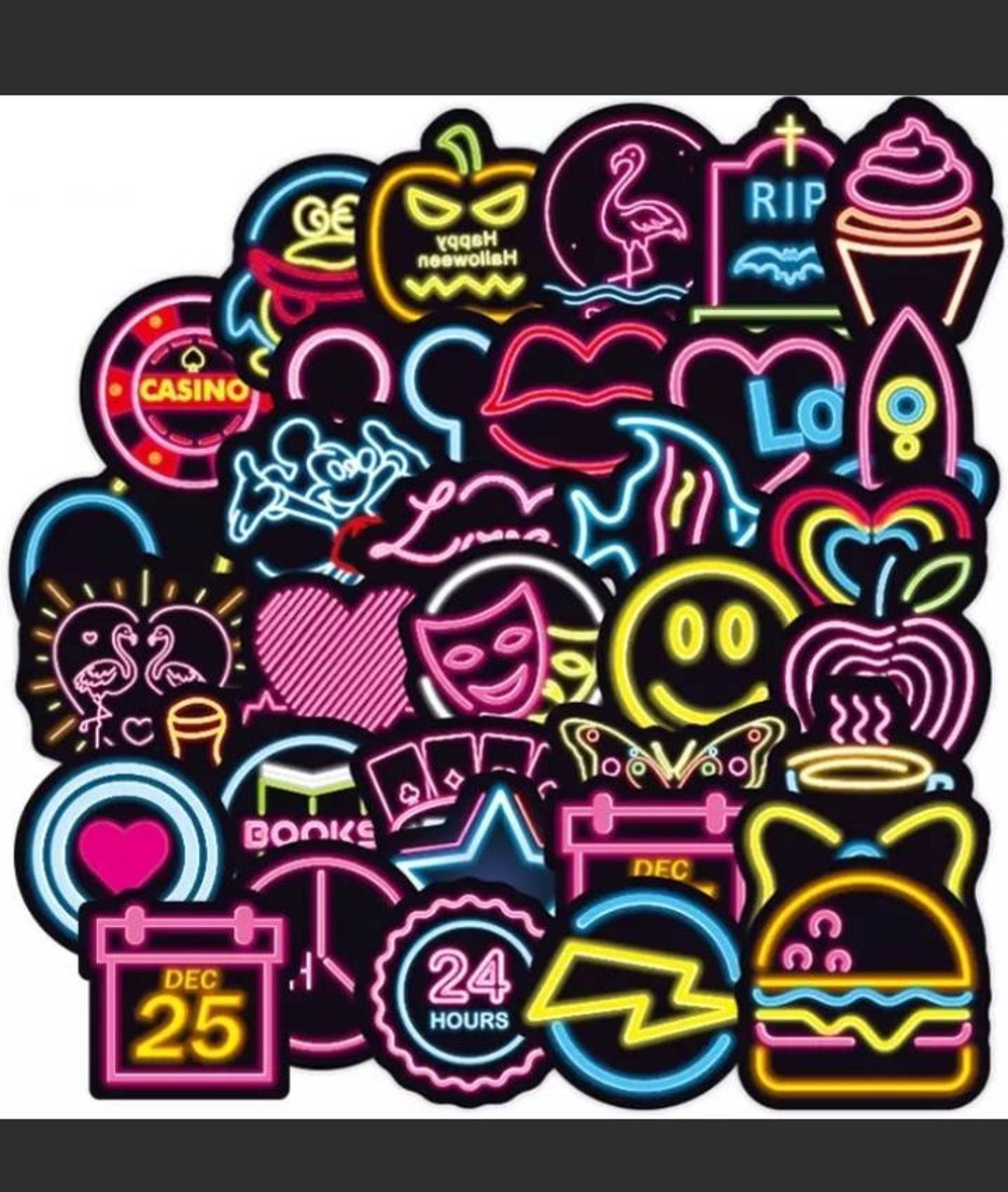 100PCS Neon Sign Stickers Bomb Graffiti Decal Pack Laptop Car Luggage Skateboard - Etsy