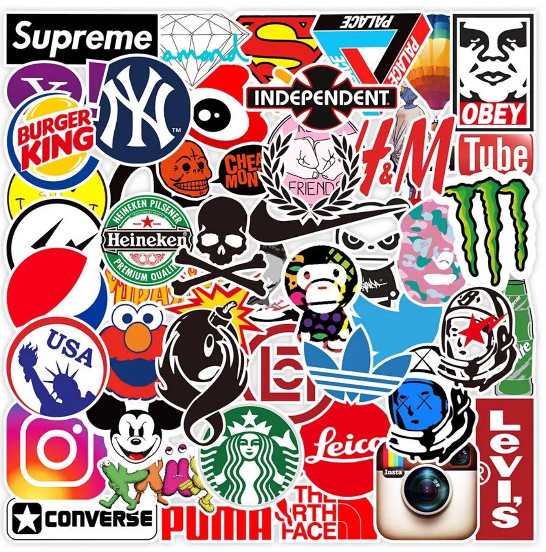 100pcs Brand Logo Sticker Pack Decal Vinyl Guitar Luggage Tide ...