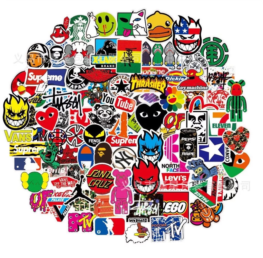 100pcs Brand Logo Sticker Pack Decal Vinyl Guitar Luggage Tide ...