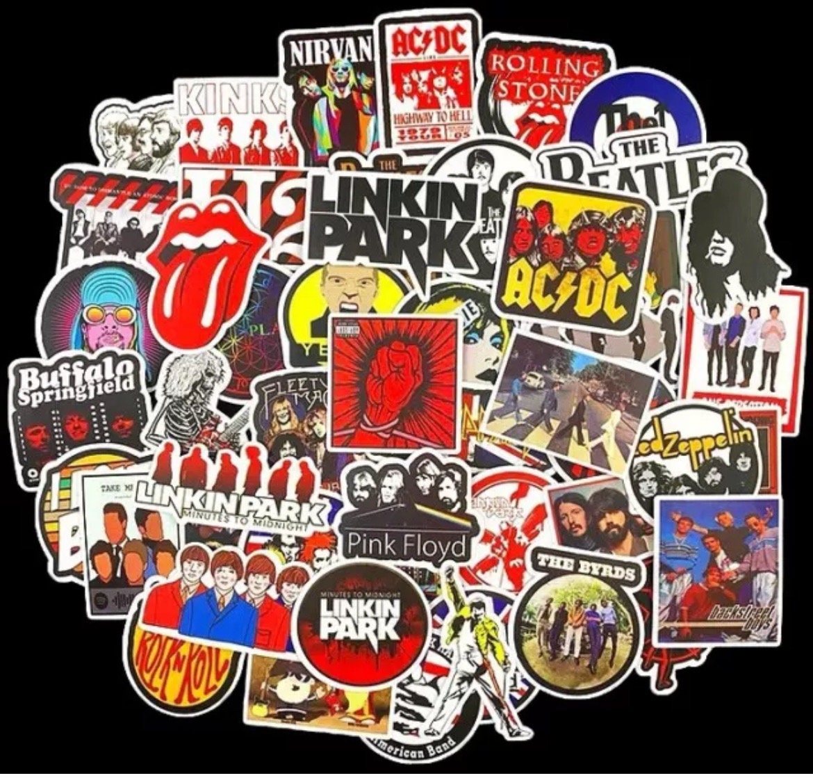 50 Pcs Rock Stickers Lot Heavy Metal Punk Band Music Guitar Car Decals ...