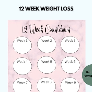 Printable Weight Loss Tracker Chart 12 Week Countdown - Etsy