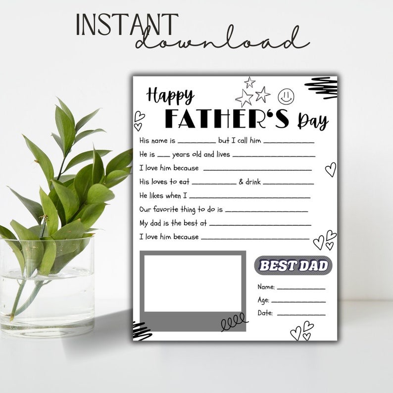 All About My Dad, Fill-in-the-blank, Kids Questionnaire, Coloring Pages ...
