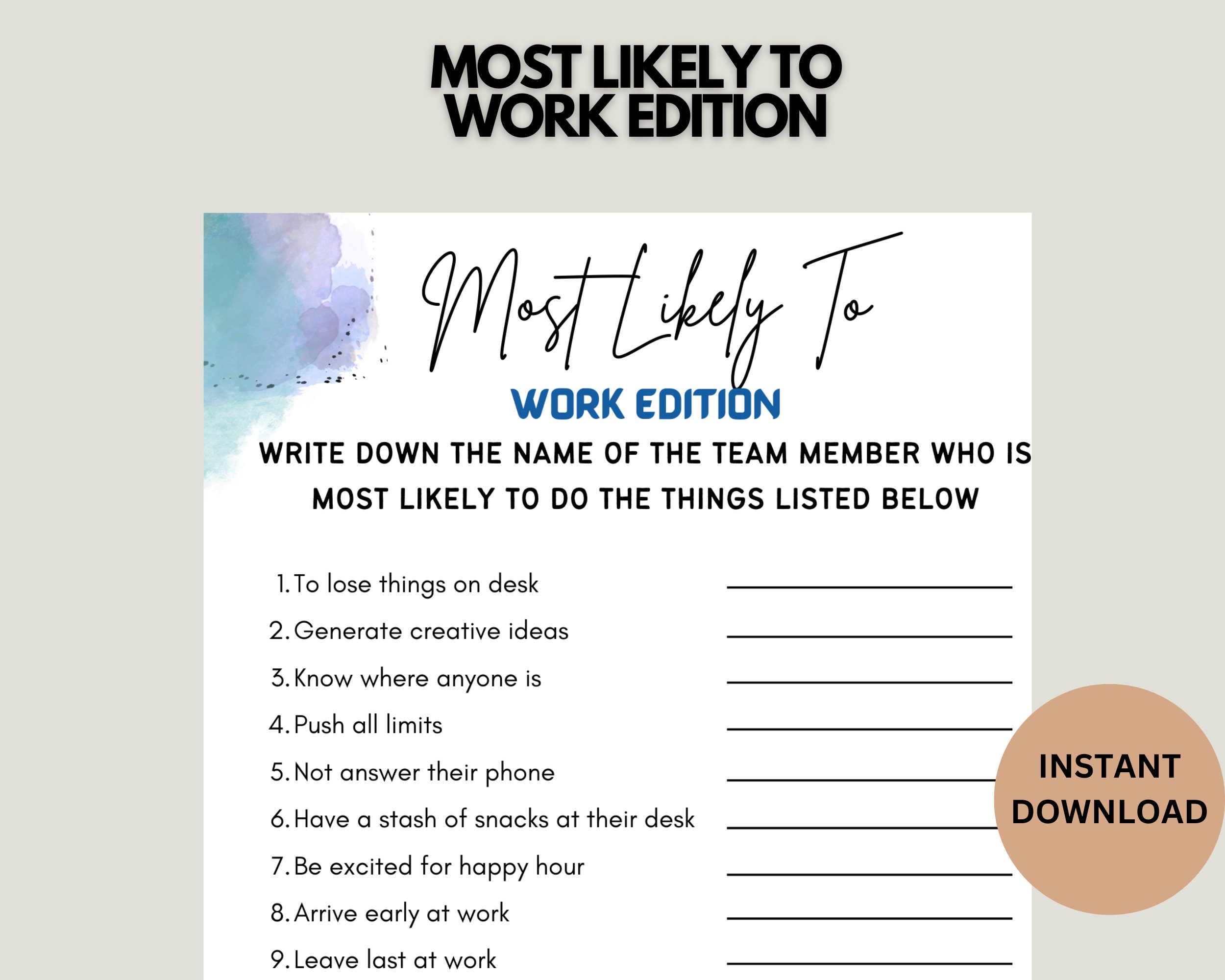 Most Likely to Game for Fun Work Team or Retirement Party Activity ...