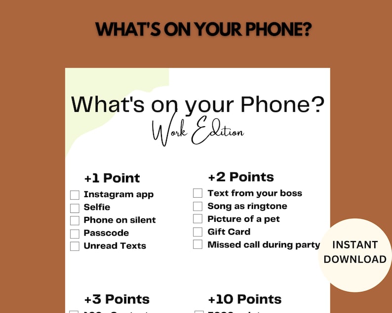 What's on Your Phone Fun Icebreaker Game, Icebreaker Games, Dinner ...