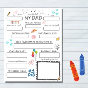 All About My Dad Survey Printable Father's Day - Etsy