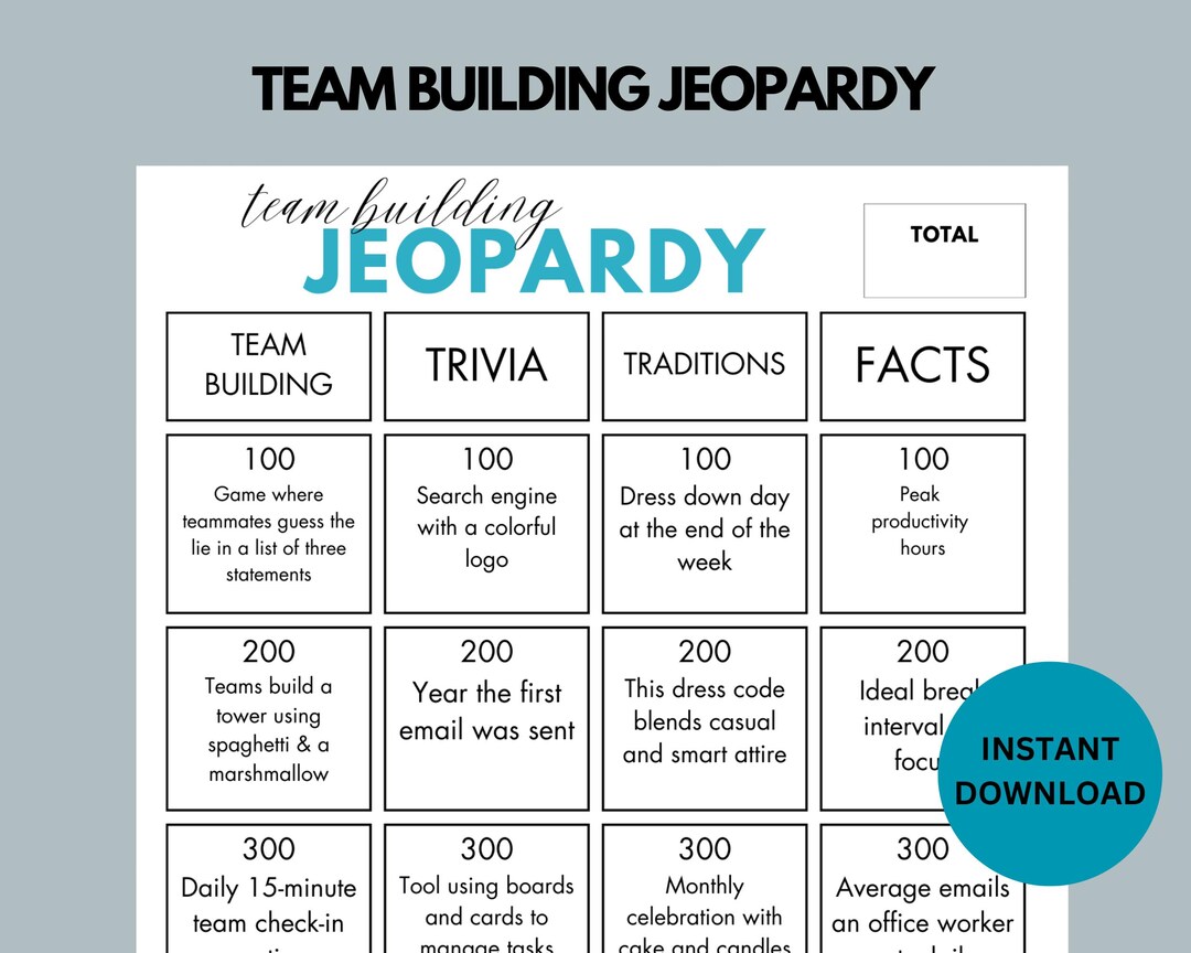 Work Jeopardy Game: Office Team Building Activity (printable) - Etsy