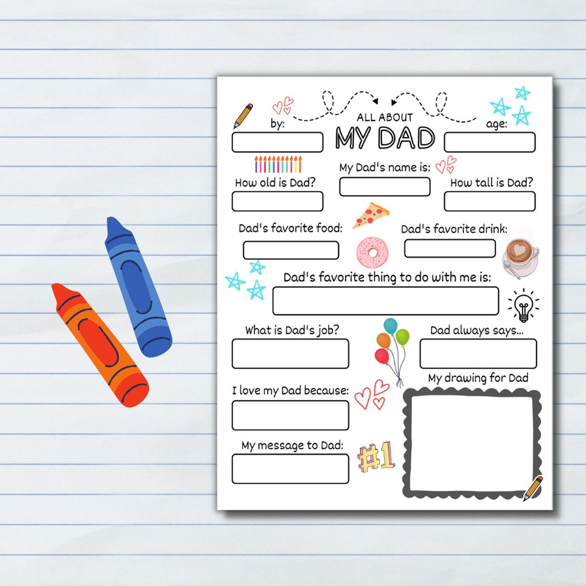 All About My Dad Survey Printable, Father's Day Questionnaire, Fathers ...