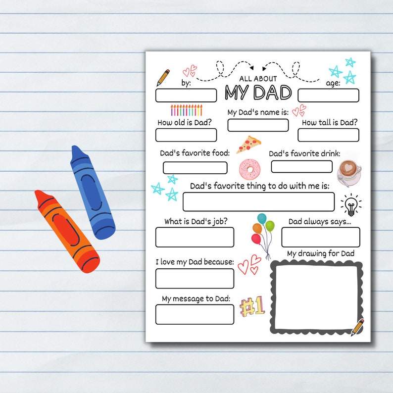 All About My Dad Survey Printable, Father's Day Questionnaire, Fathers ...