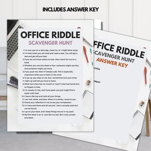 Printable Office Riddle Scavenger Hunt | Office Games | Party Games ...