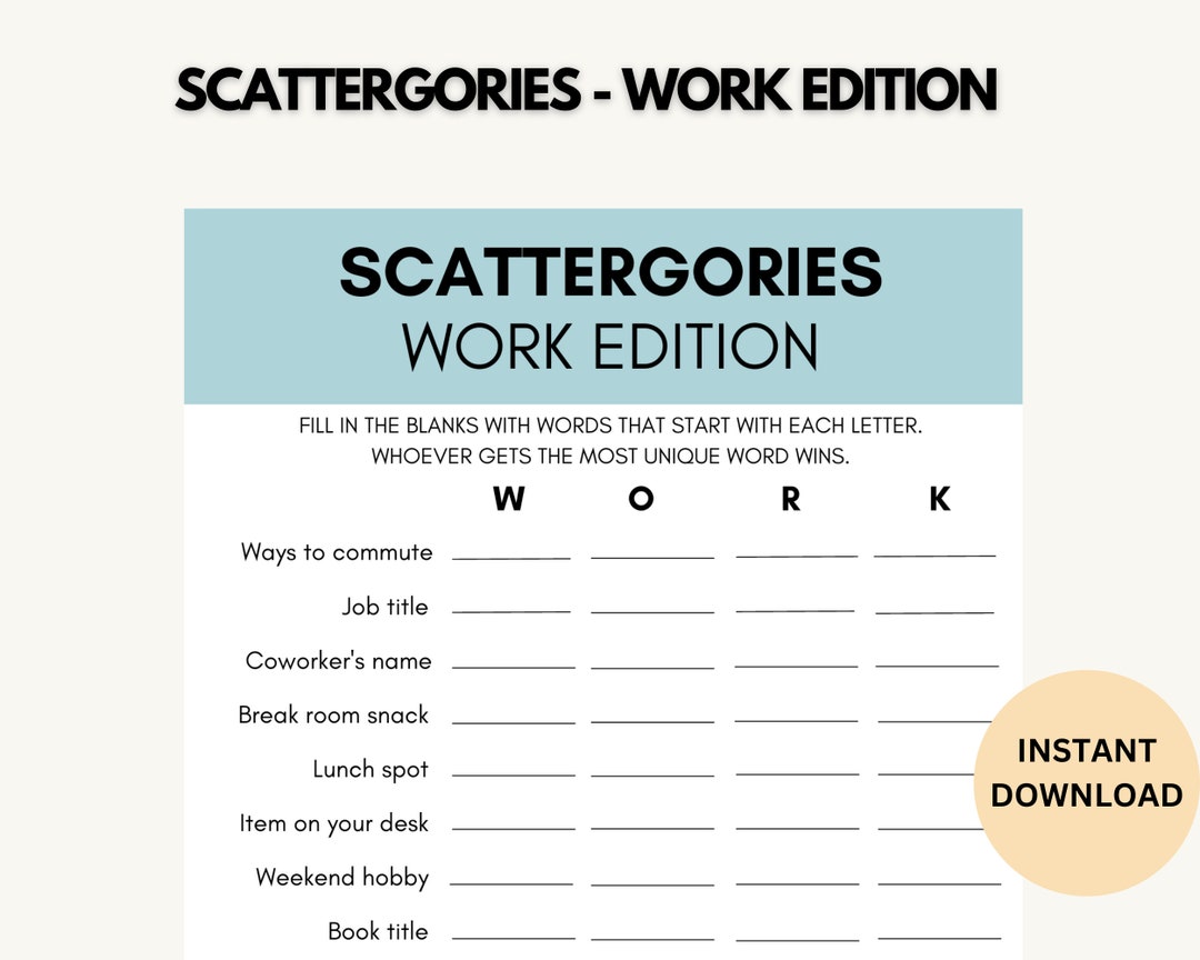 Scattergories Game for Office | Fun Team Building | Ice Breaker ...