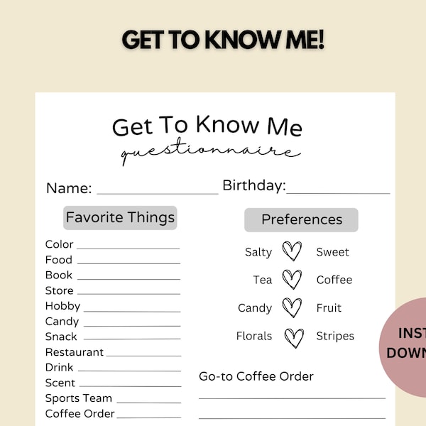 Welcome to the Team Questionnaire - Etsy