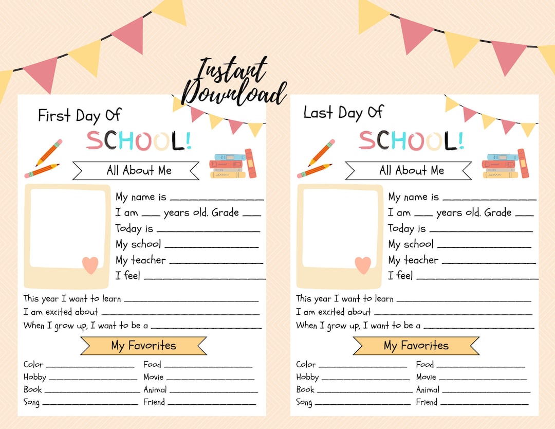 First & Last Day of School Printable Back to School Questionnaire ...