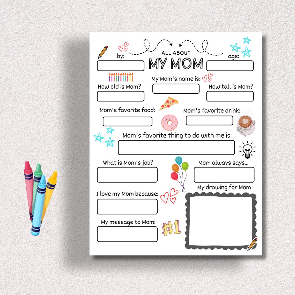 All About My Mom Survey, Mother's Day Keepsake (printable PDF) - Etsy