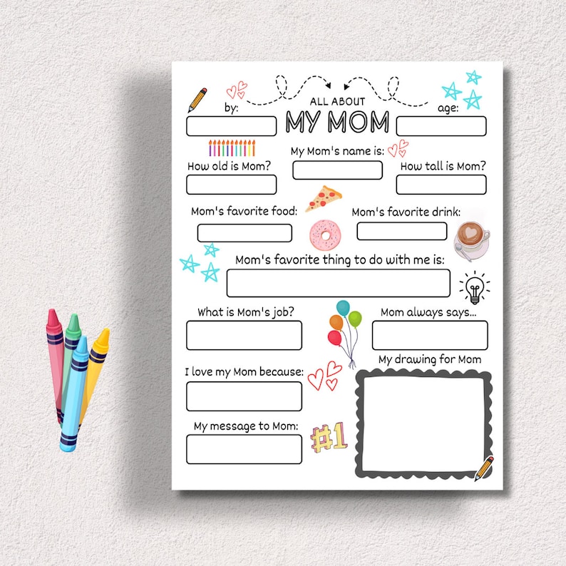 All About My Mom Survey Printable, Mother's Day Questionnaire, Mothers ...