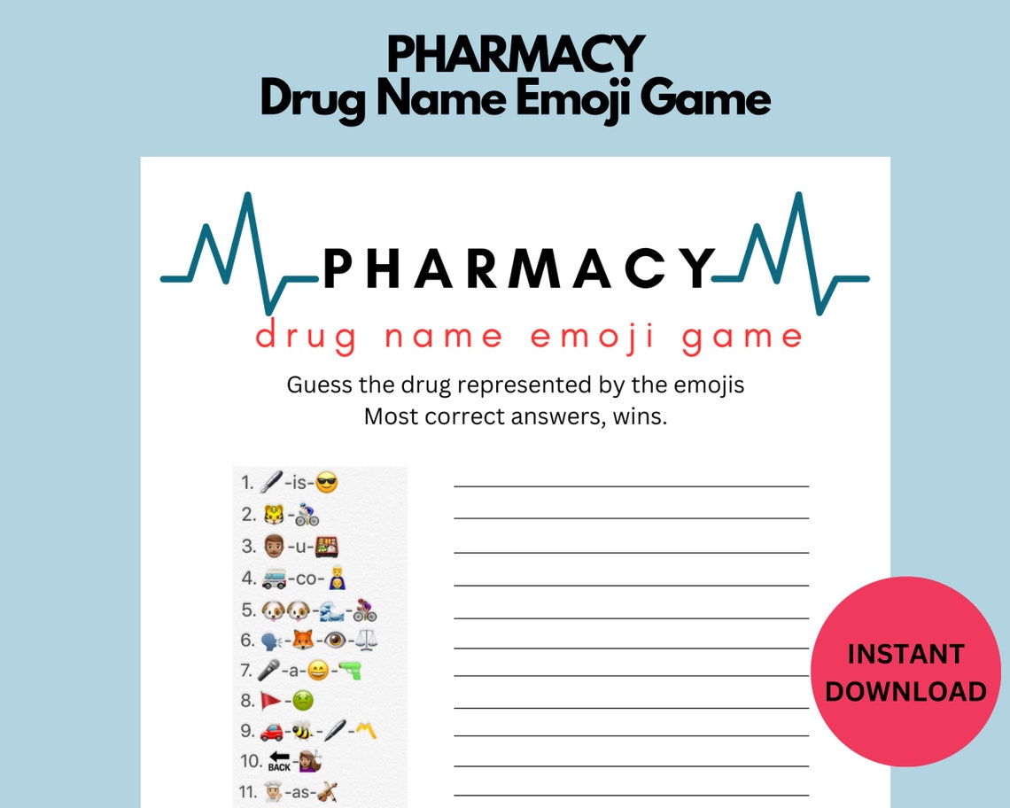 Pharmacy Drug Emoji Game | Teambuilding | Party Game | Medical Game ...