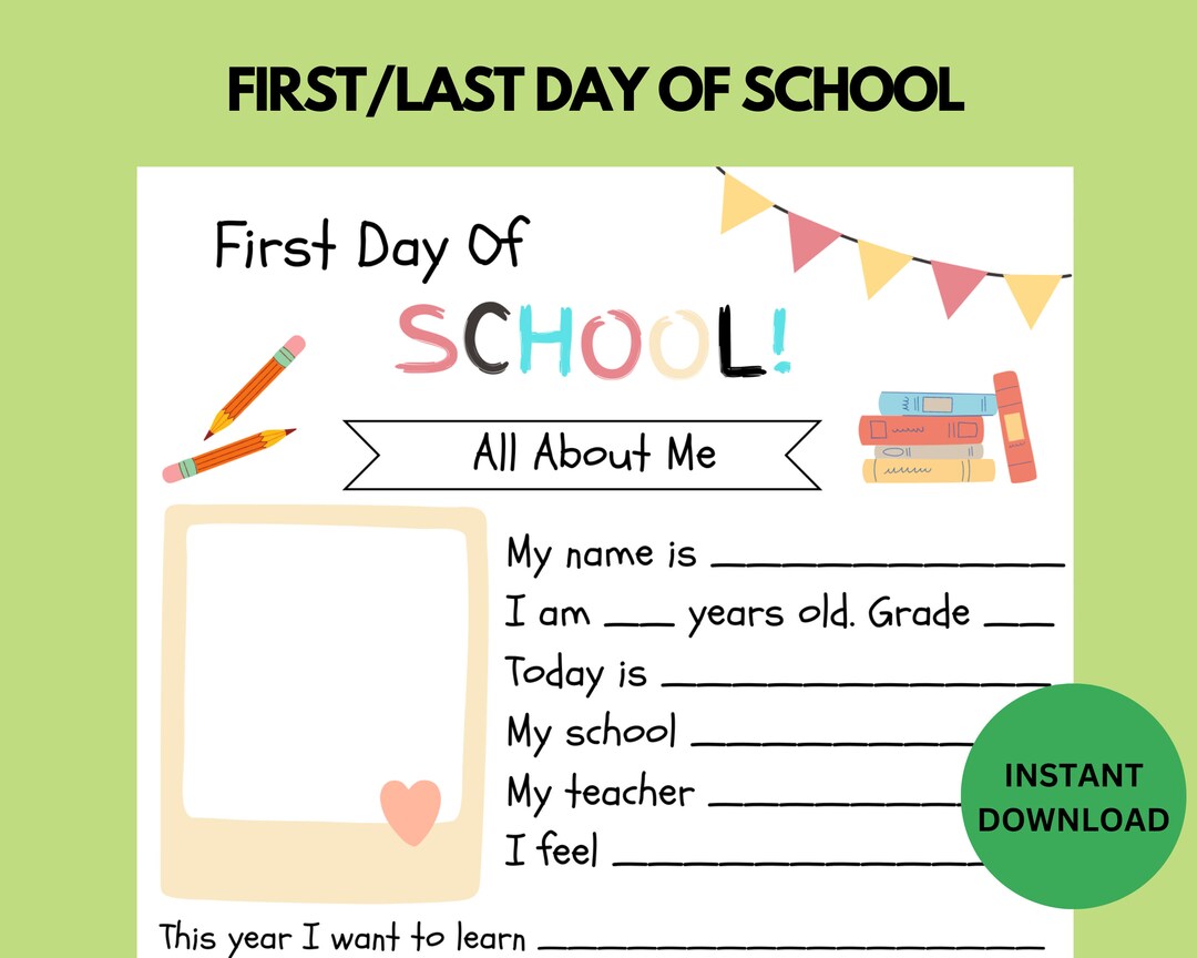 First & Last Day of School Printable | Back to School Questionnaire ...