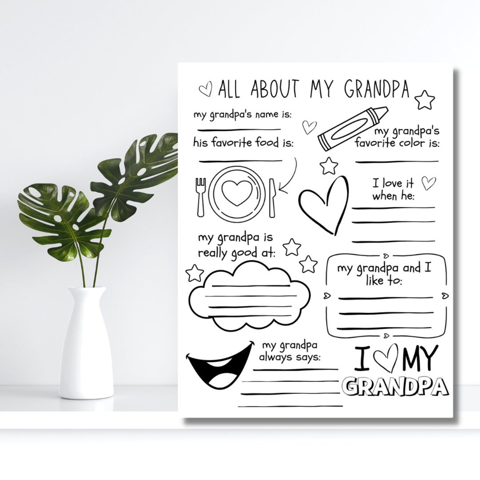 All About My Grandpa Survey Printable, Father's Day Questionnaire ...