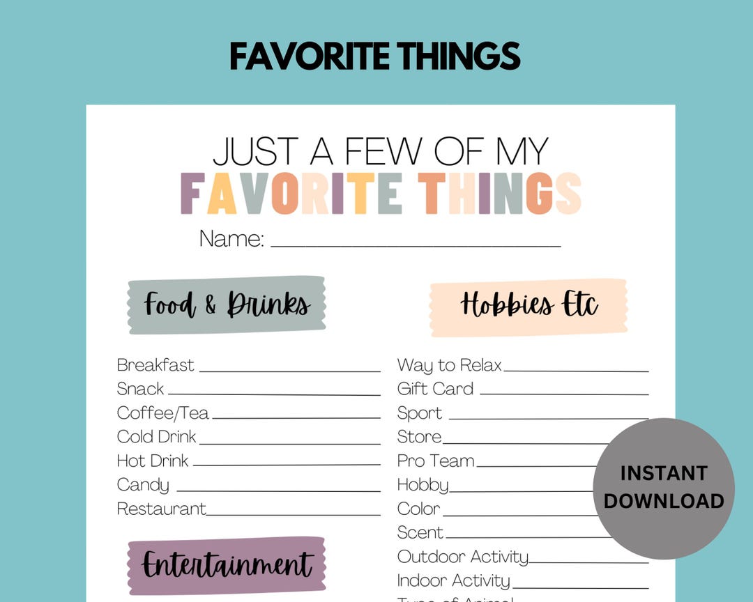 Teacher Favorites Survey | First Day Questionnaire | Icebreaker ...