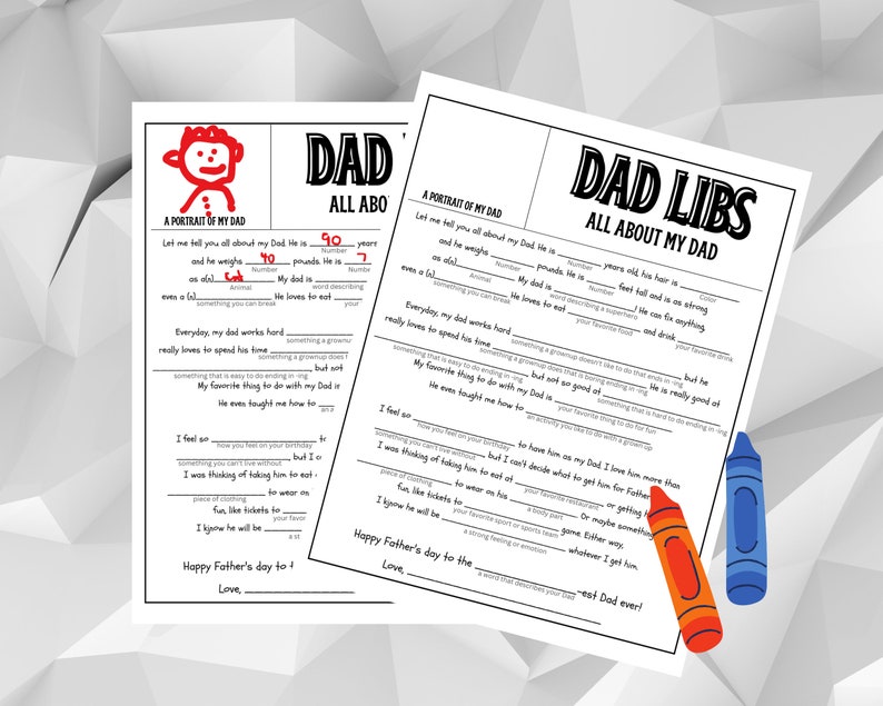 Printable All About My Dad Fill in the Blank Gift - Funny Father's Day ...