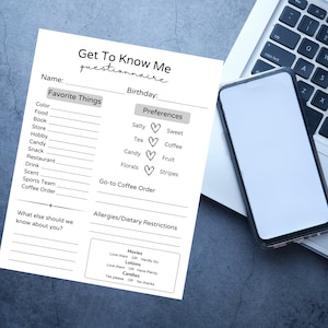 Get to Know Me Survey, Coworker Questions, Favorites Quiz, Employee ...