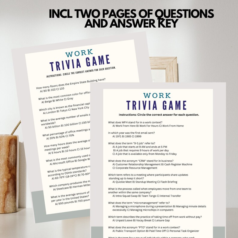 Work Trivia Game, Fun Office Party Idea for Team Building, Staff ...