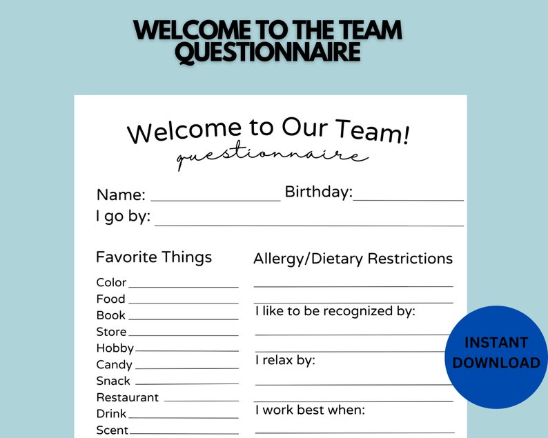 Employee Get to Know Me Survey | Office Games | Party Games | Work ...