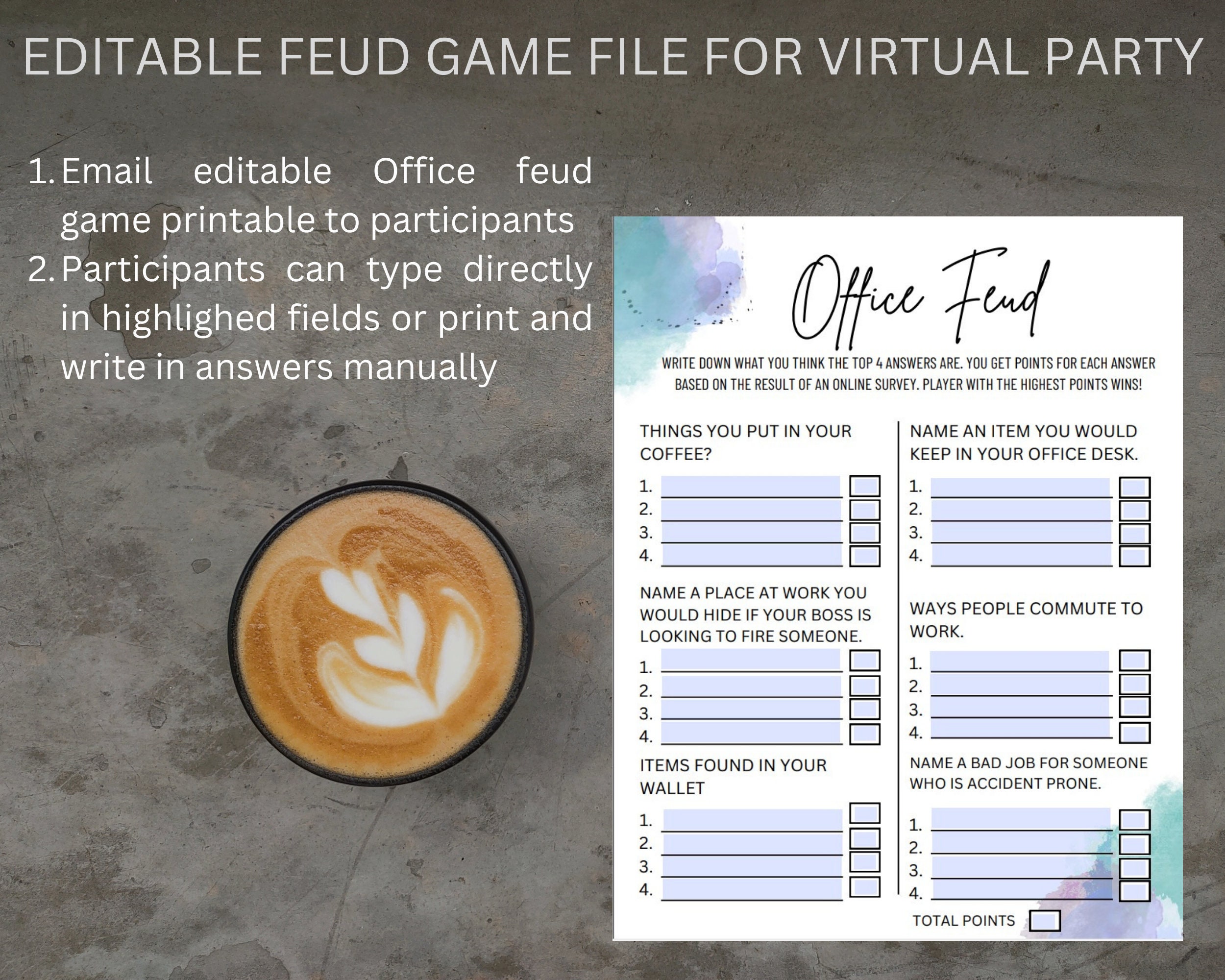 Office Feud Game for Fun Work Team or Retirement Party Activity ...
