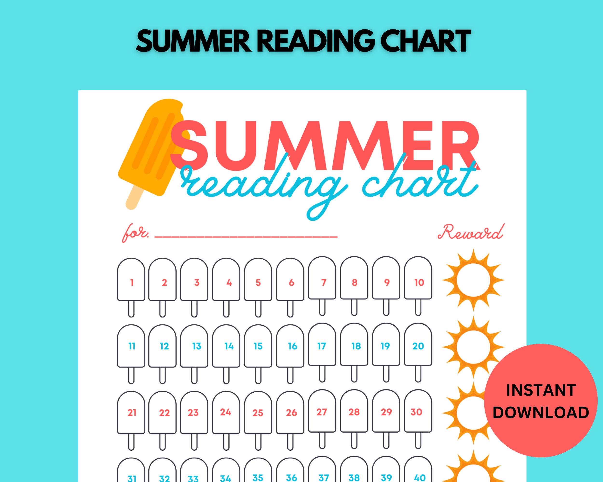 Reading Reward Chart | Summer Reading Log | Reading Log for Kids | Kids ...