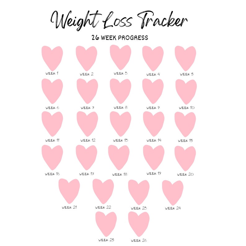 26 Week Weight Loss Tracker Weight Loss Chart Weight Loss Digital ...