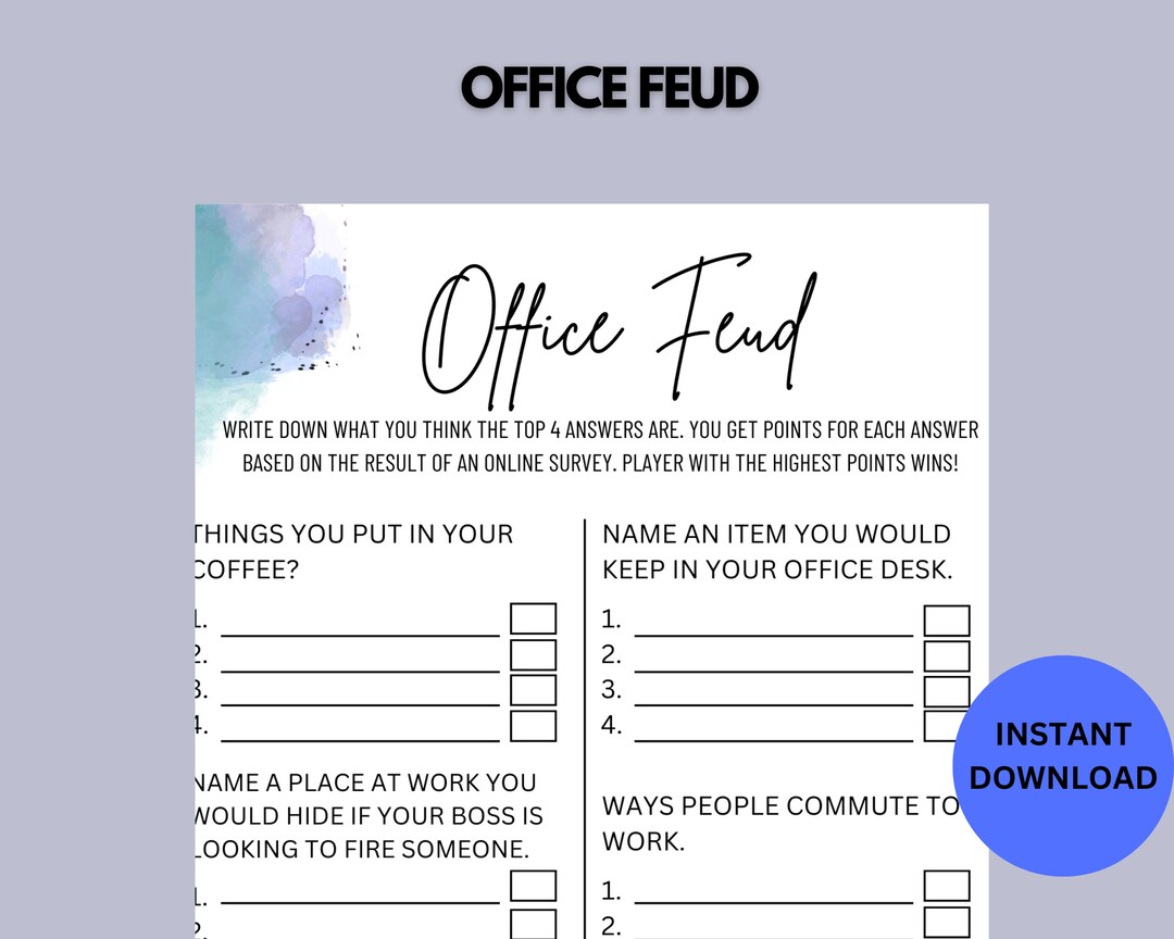 Office Feud Game for Fun Work Team or Retirement Party Activity ...