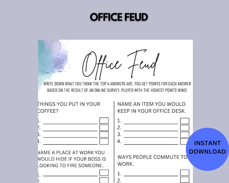 Office Feud Game for Fun Work Team or Retirement Party Activity ...