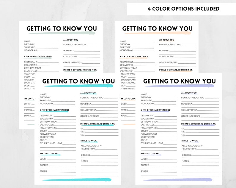 New Team Member Survey: All About Me Questionnaire (fillable PDF ...