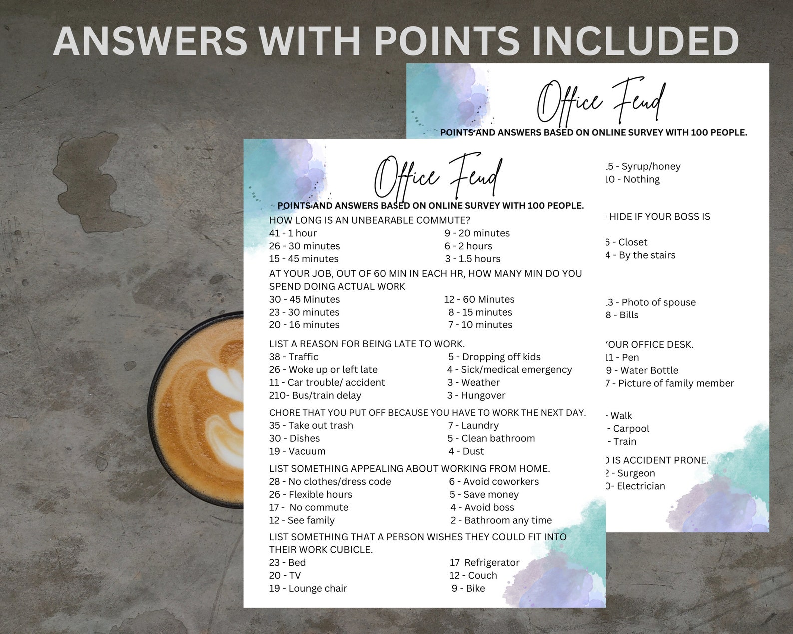 Office Feud Game for Fun Work Team or Retirement Party Activity ...