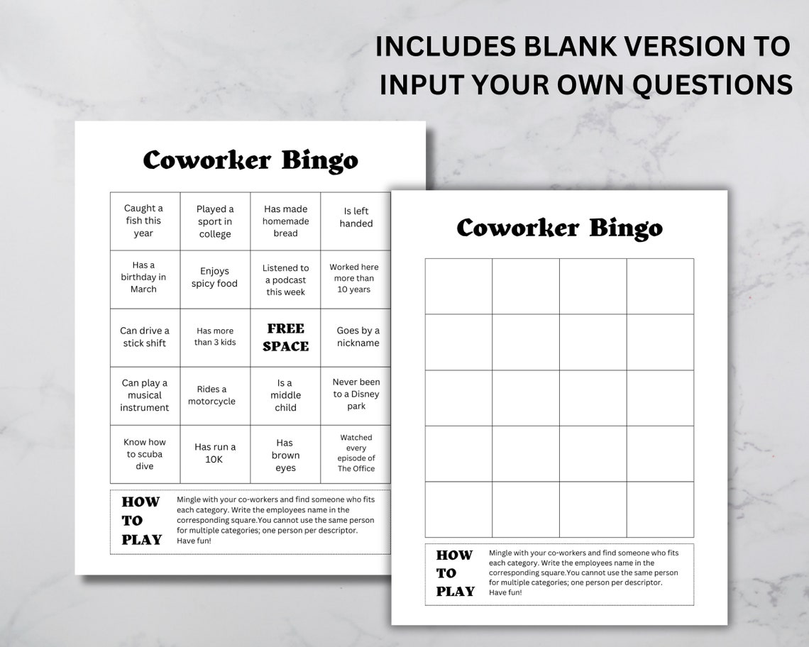 Employee Bingo | Workplace Icebreaker Game | Digital Download | Get to ...