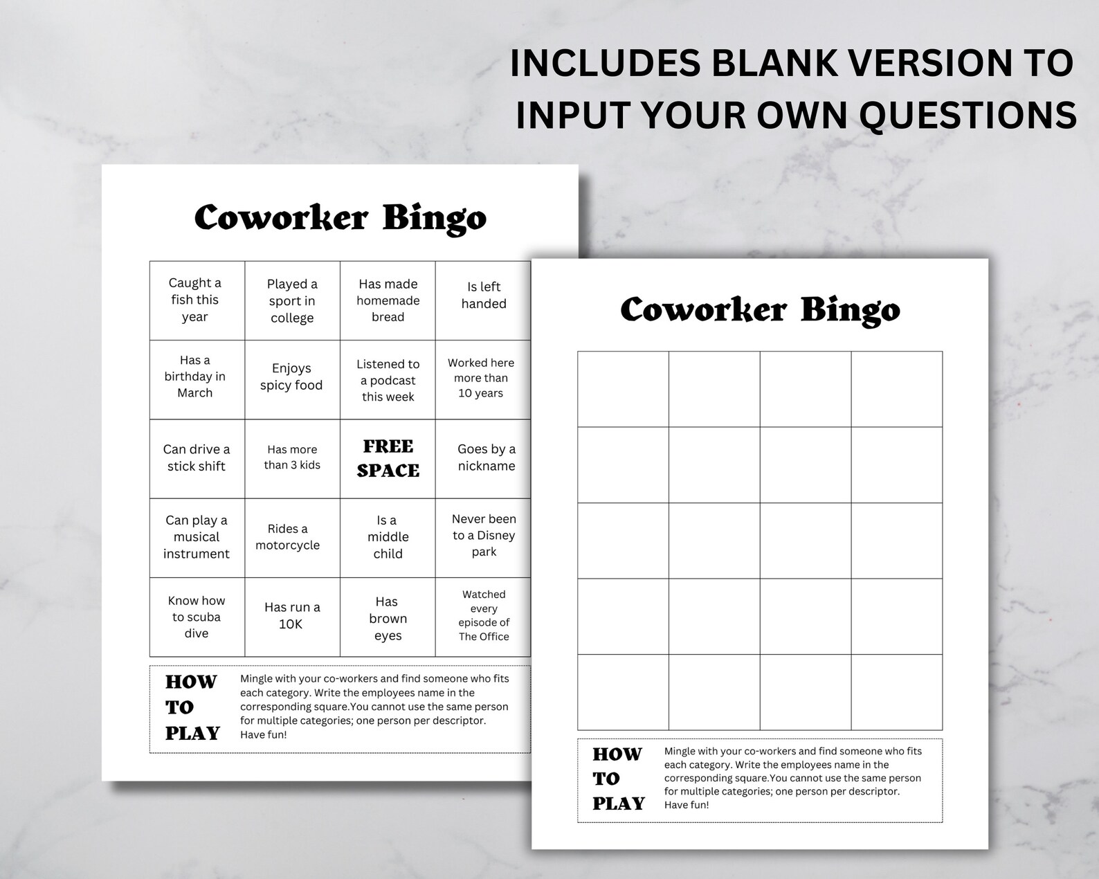Employee Bingo | Workplace Icebreaker Game | Digital Download | Get to ...
