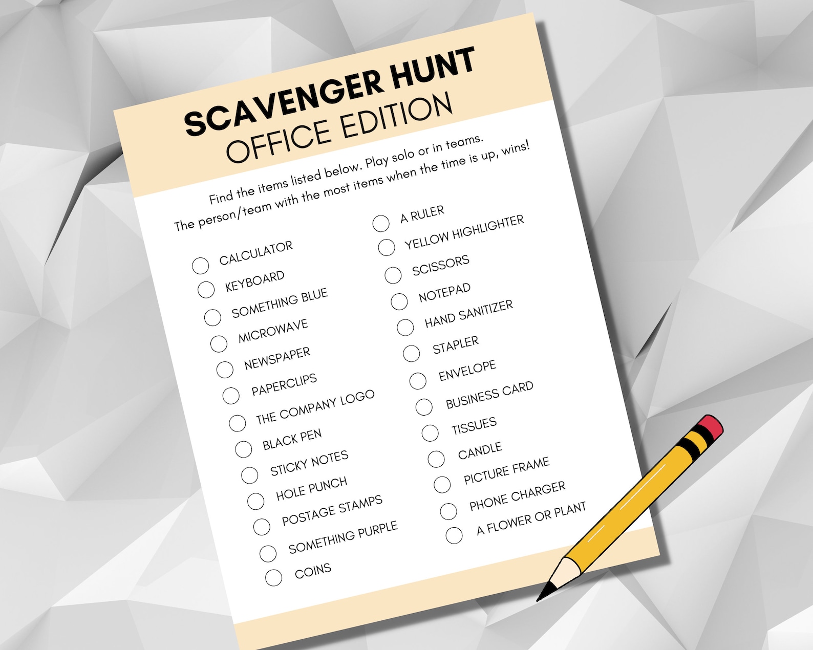 Office Party Games | Think Fast | Scavenger Hunt | Employee Work Game ...